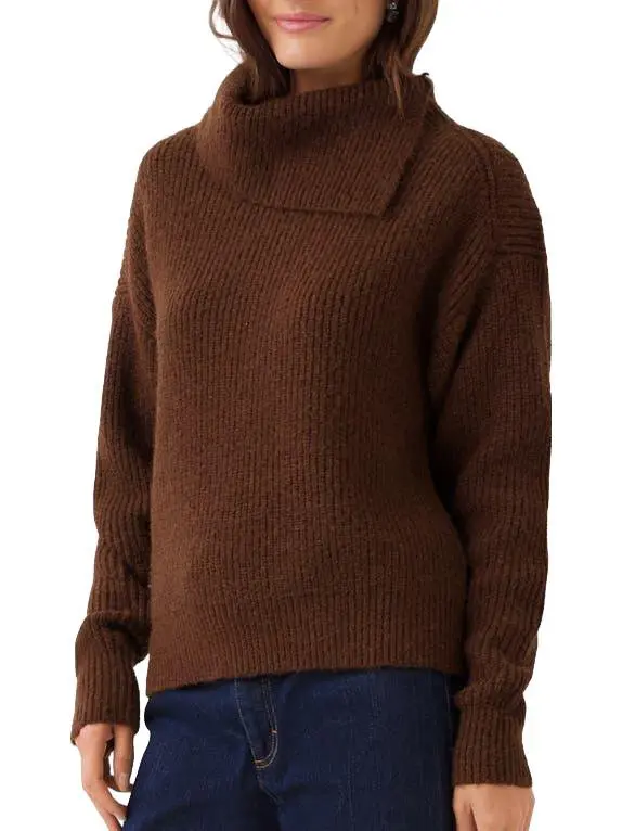 Karen Kane Split Neck Sweater - Espresso