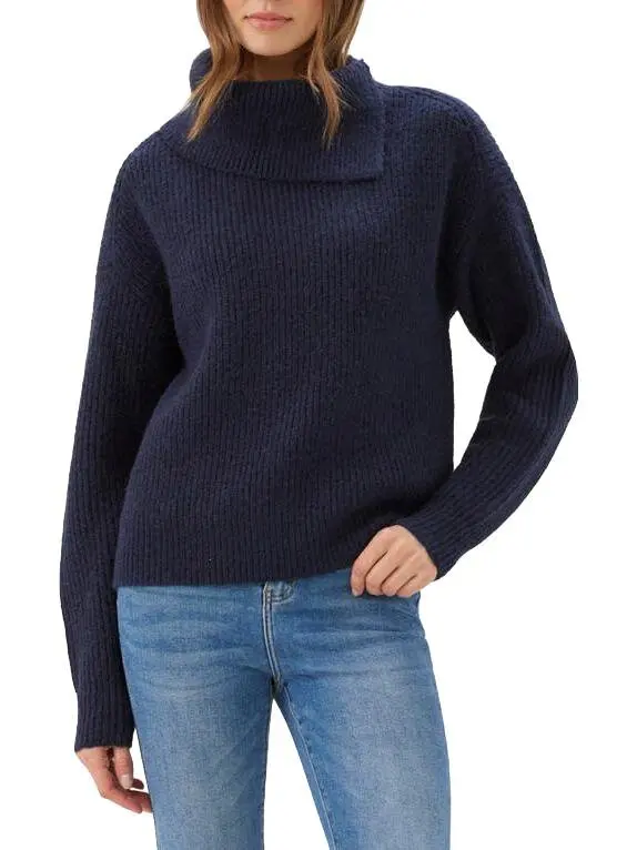 Karen Kane Split Neck Sweater - Navy