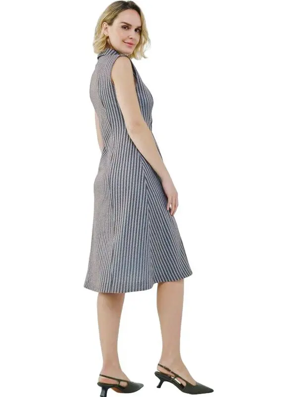 A.SHIMUS Sleeveless Tailored Midi Dress With Stripes - Blue