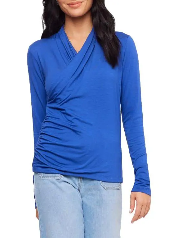 Karen Kane Crossover Side Shirred Top - Iris
