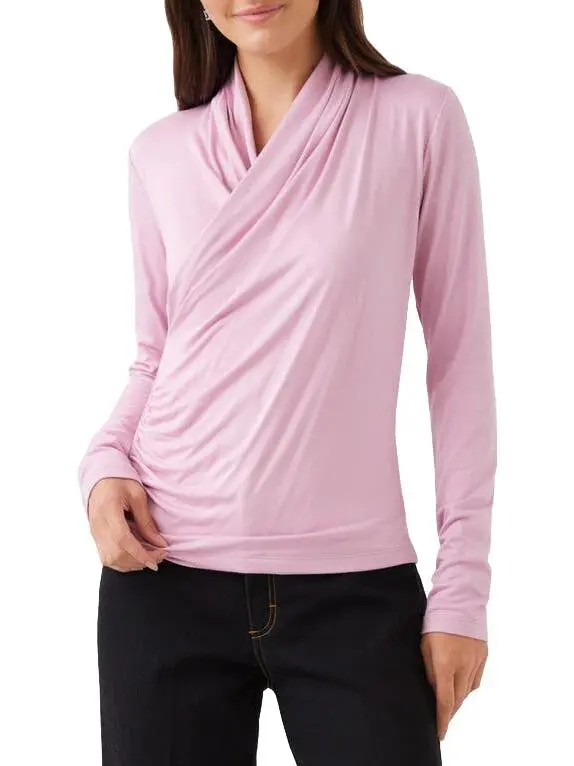 Karen Kane Crossover Side Shirred Top - Pink