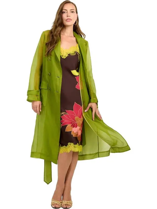 Trina Turk Angelico Trench - Dark Fennel
