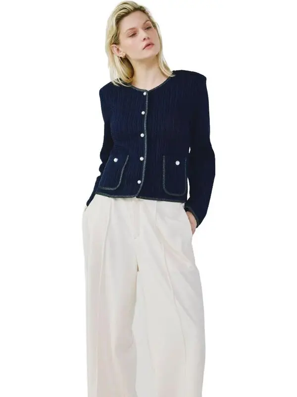 A.SHIMUS Lace Knit Cardigan - Navy