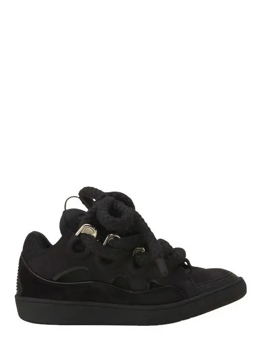 LANVIN Curb Snake Sneakers In Leather - Black