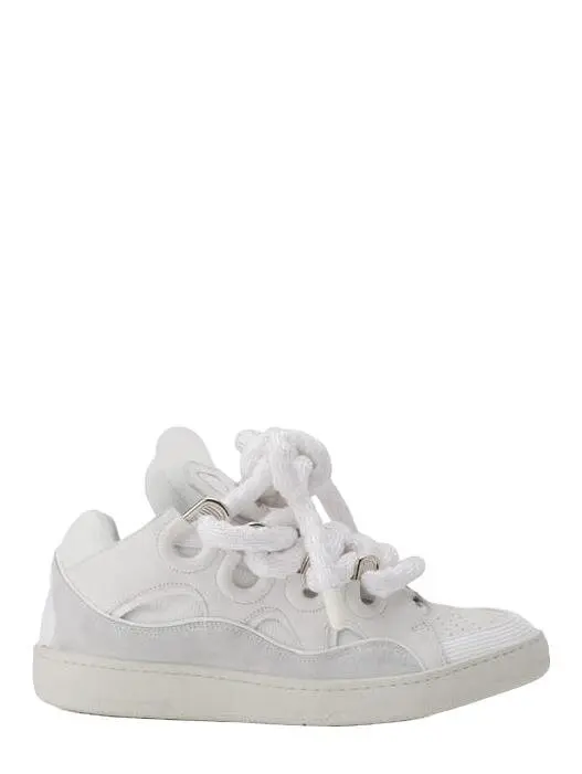 LANVIN Curb Snake Leather Sneakers - White