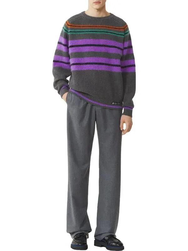 LANVIN Striped Sweater In Wool And Cashmere - Charcoal