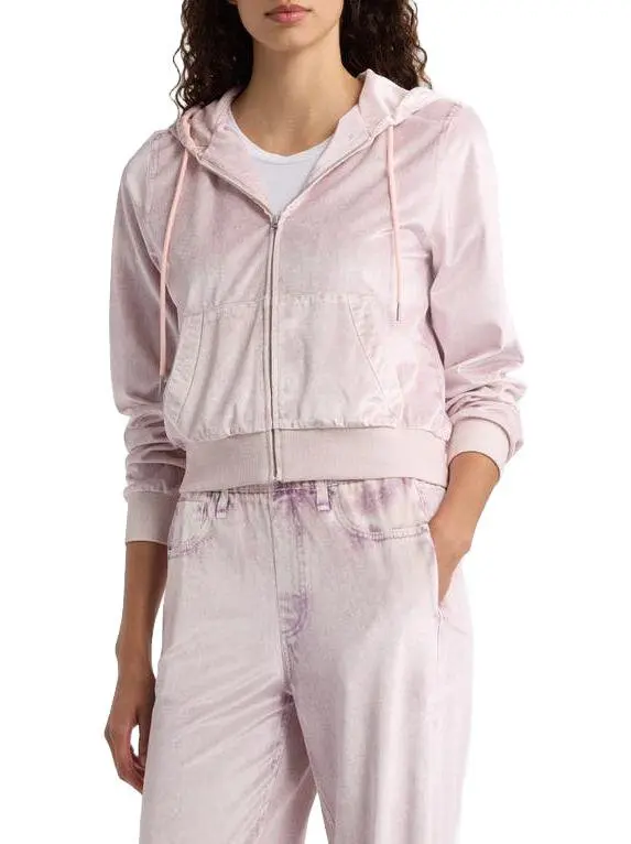 Rag & Bone Miramar Velvet Zip Front Hoodie - Pnkmarbl