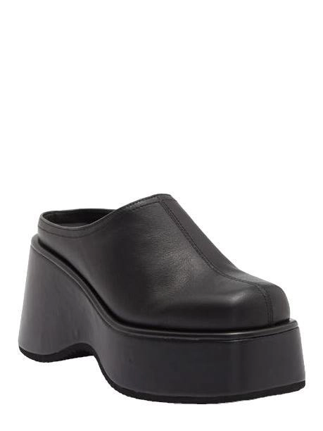 Jeffrey Campbell Waveform Leather Platform Wedge Mule - Black