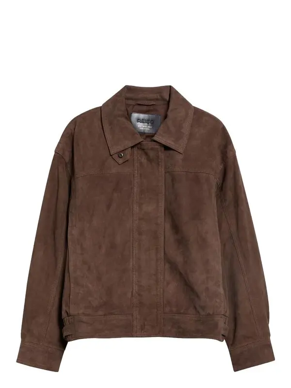 REISS Cooper Suede Jacket - Brown