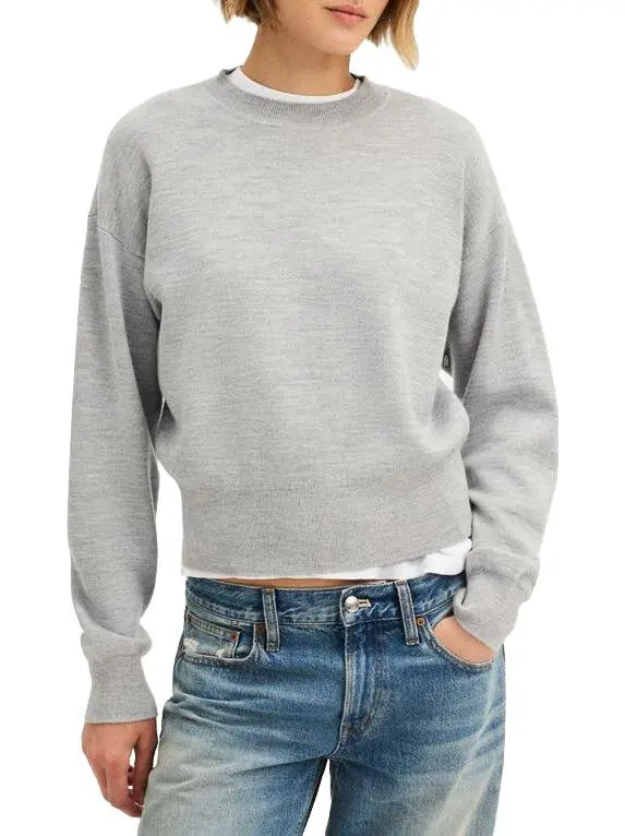 Madewell Relaxed Crewneck Wool Blend Sweater - Medium Htr Grey