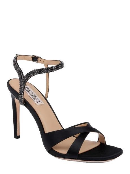 Badgley Mischka Reagan Ankle Strap Sandal - Blacksatin