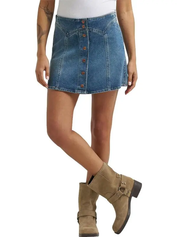 Wrangler Paneled Cotton Denim Miniskirt - Worn Legacy