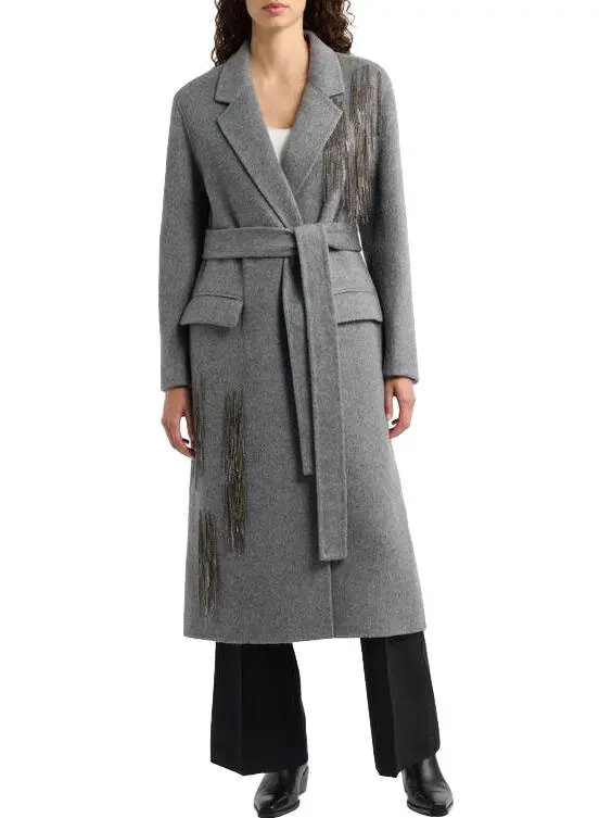 Kobi Halperin Sydni Wool & Silk Blend Wrap Coat - Grey