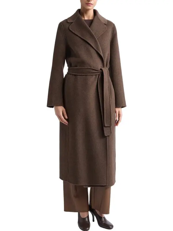 Max Mara Smmpace Long Wool Blend Belted Coat - Brown