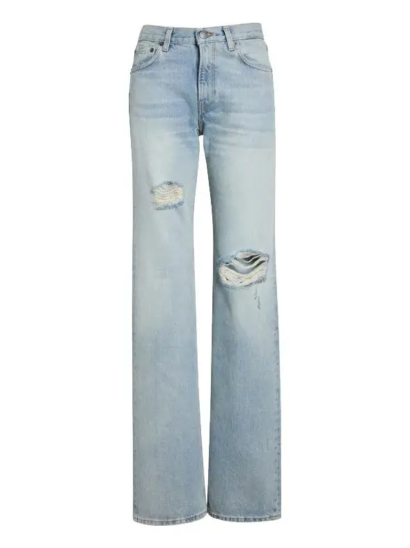 HAIKURE Star Ripped High Waist Wide Leg Jeans - Marfa Blue