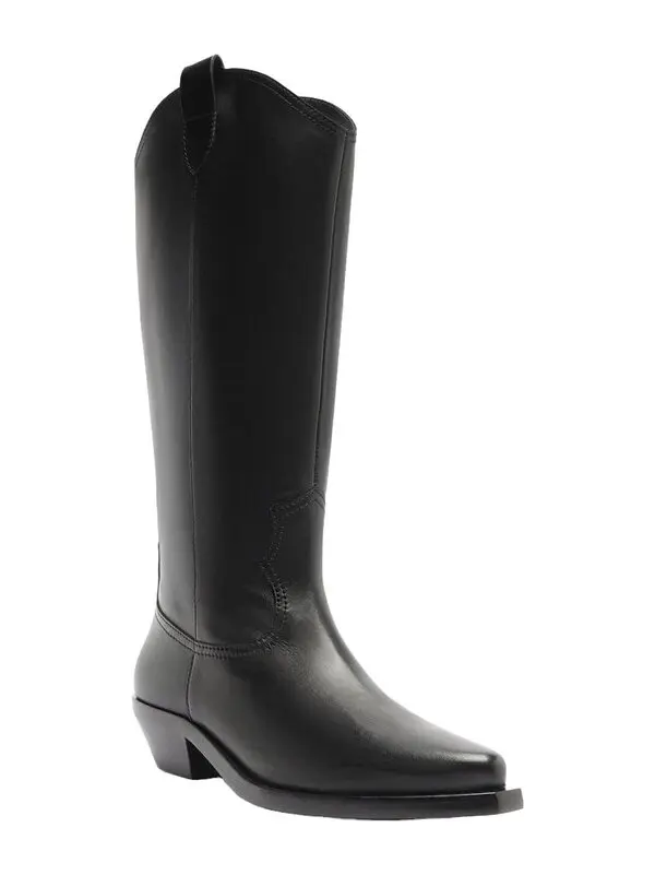 Schutz Nash Up Leather Western Boot - Black