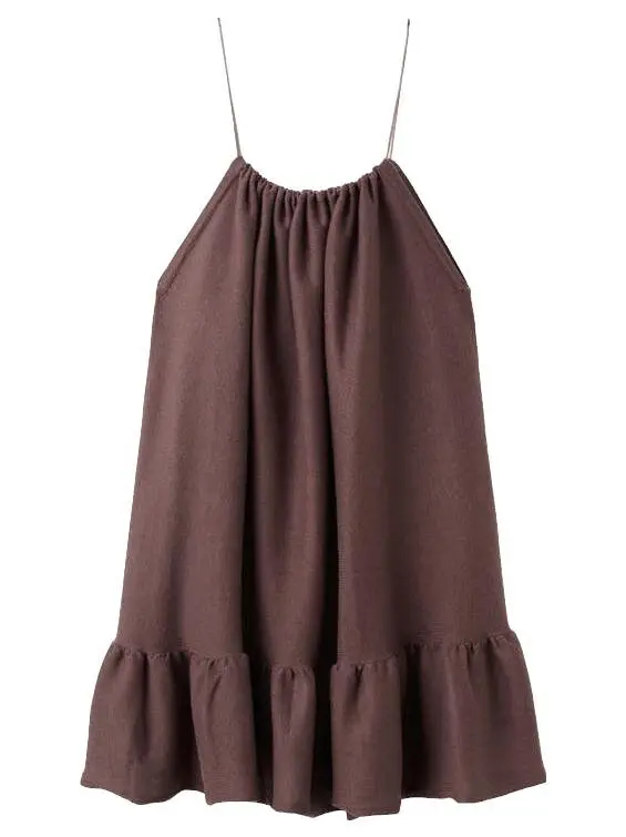 Mango Gathered Halter Neck Mini Dress - Wine