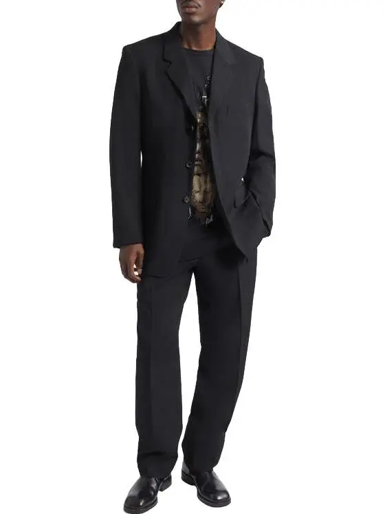 Yohji Yamamoto Gabardine Double Pleated Wide Leg Pants - Black