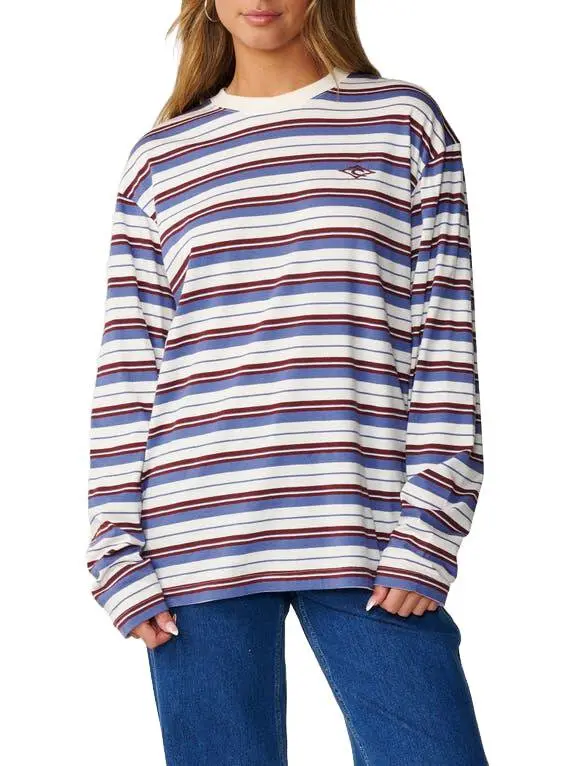 Rip Curl S-series Oversized Striped Long Sleeve T-shirt - Dark Plum