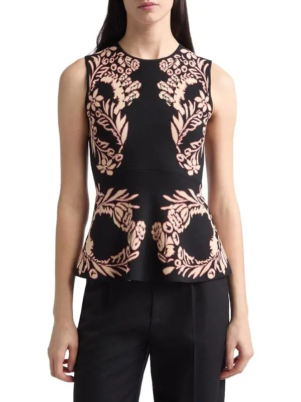 Ulla Johnson Nadira Jacquard Knit Peplum Top - Vesper