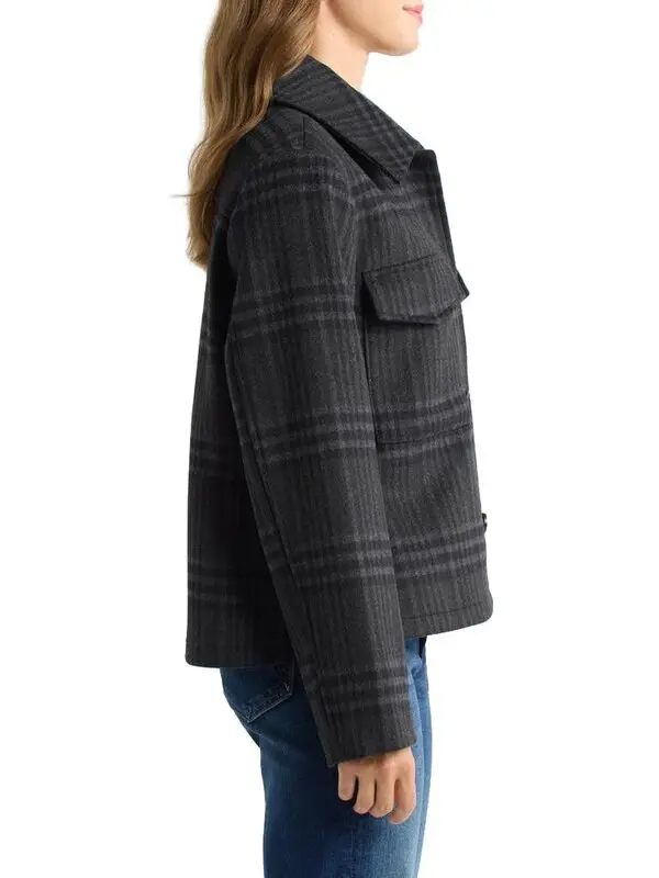 Bernardo Plaid Button-front Jacket - Grey Plaid