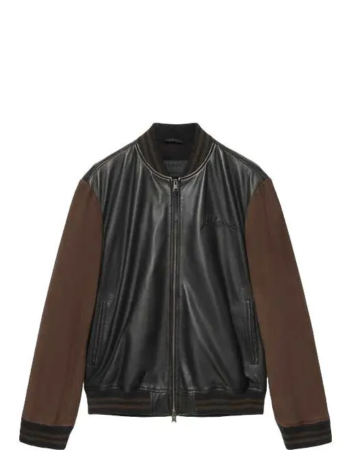 ALLSAINTS Blanco Leather Bomber Jacket - Black/brown