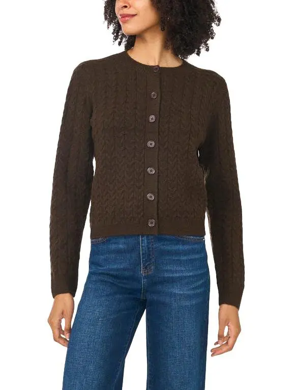 Vince Camuto Cable Knit Cardigan - Chocolate