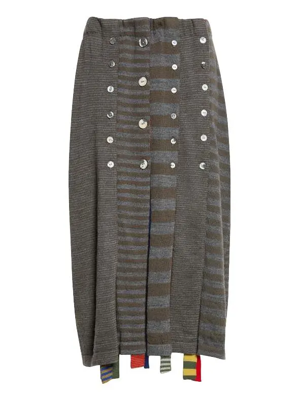YANYAN Mismatch Merino Wool Midi Skirt - Grey Multi