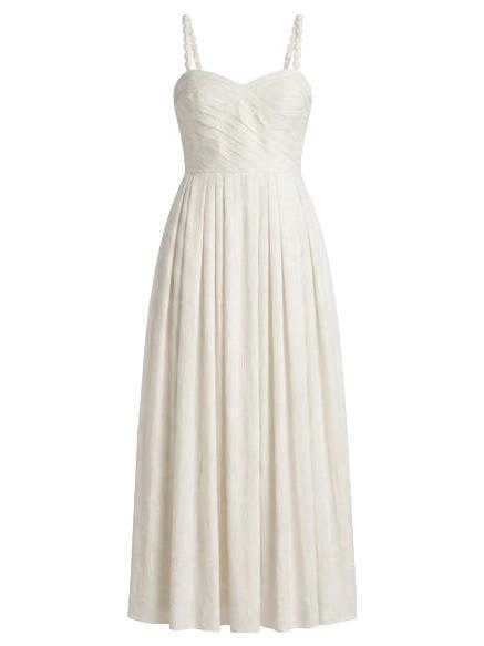 CARTOLINA Marabel Sweetheart Jacquard Midi Dress - Ivory