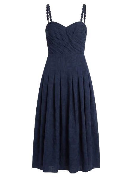 CARTOLINA Marabel Sweetheart Jacquard Midi Dress - Midnight Blue