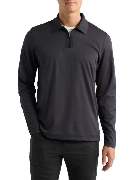 Johnston & Murphy Cochran Long Sleeve Zip Polo - Black