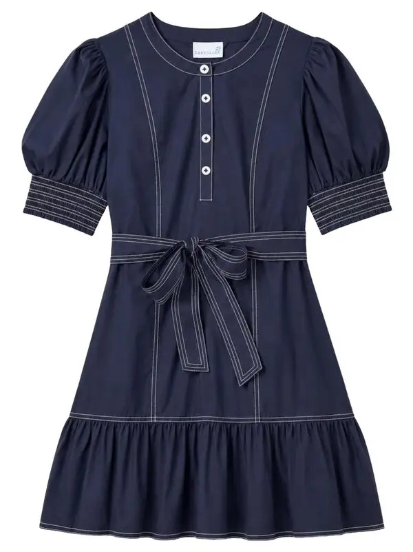 CARTOLINA Bonnie Cotton Poplin Mini Dress - Navy