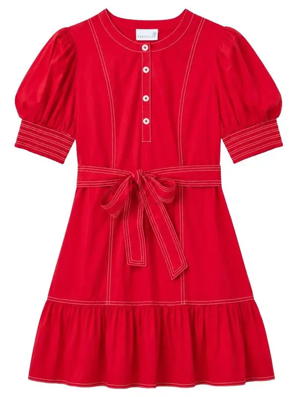 CARTOLINA Bonnie Cotton Poplin Mini Dress - Red