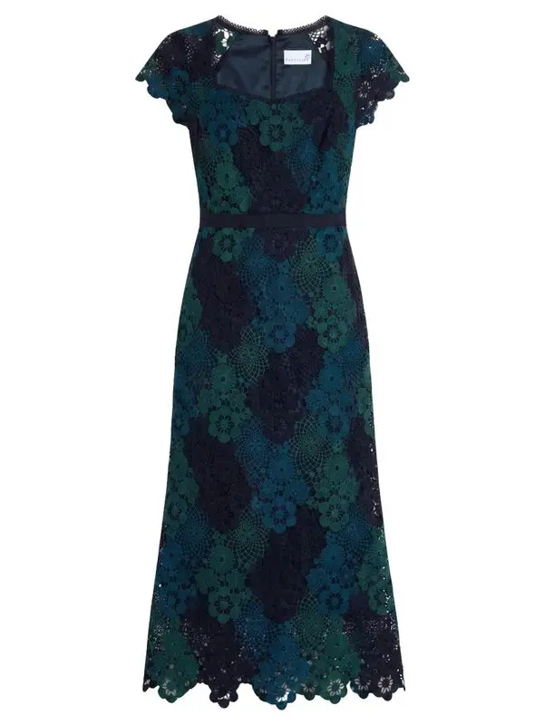 CARTOLINA Waverly Ombre Lace Midi Dress - Navy