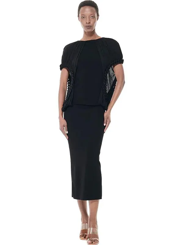 LEEM Knit Covered Chain Detail Top - Black
