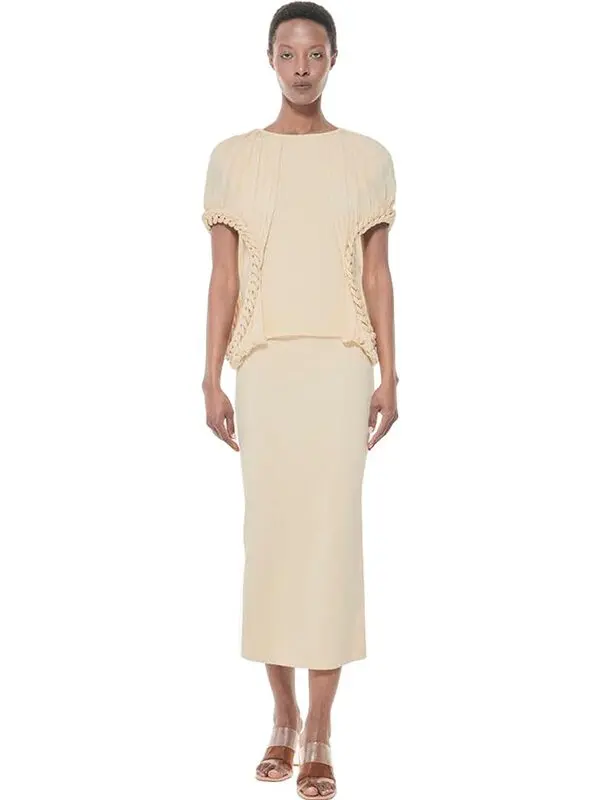 LEEM Knit Covered Chain Detail Top - Natural