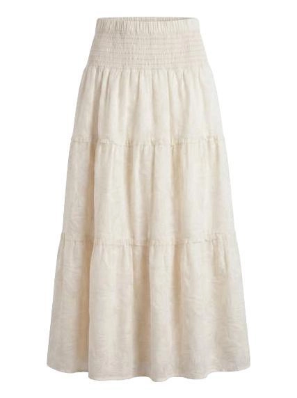 CARTOLINA Kylie Smocked Jacquard Midi Skirt - Ivory