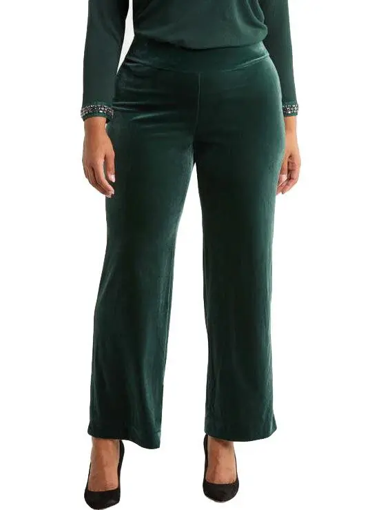Anne Klein High Waist Wide Leg Pull-on Pants - Pine Forest