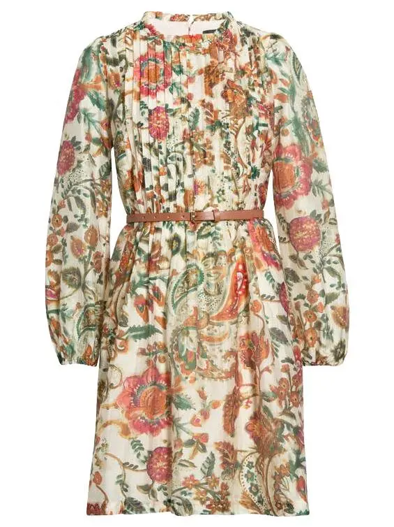 CECE DUPRAZ Long Sleeve Floral Print Dress - Ivory Multi
