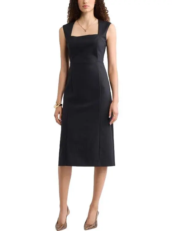 Chelsea28 Square Neck Midi Dress - Black