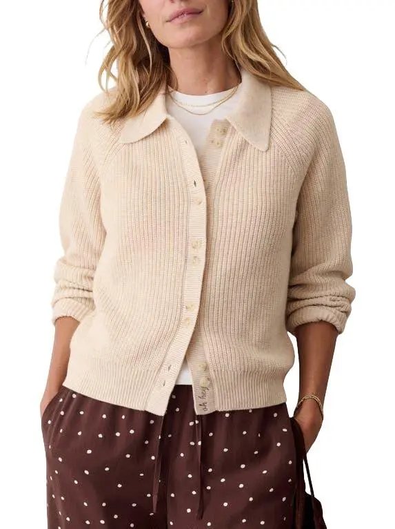 Marine Layer Parker Collared Cardigan - Oatmeal