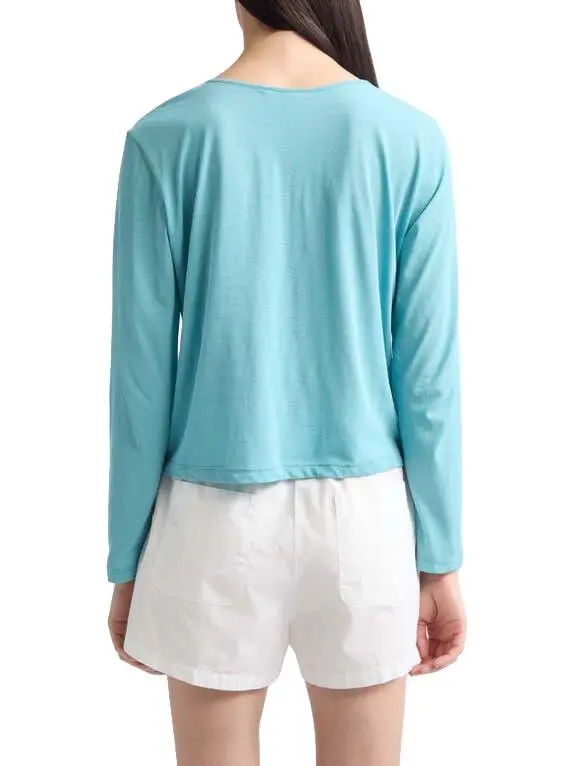LESET Milo Long Sleeve Cotton Jersey T-shirt - Skye