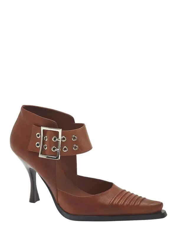 Jeffrey Campbell Written Pointed Toe Pump - Tan Distressed Silver