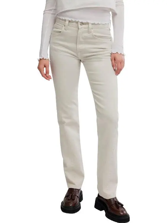 Free People Edie High Waist Tapered Leg Jeans - Oyster