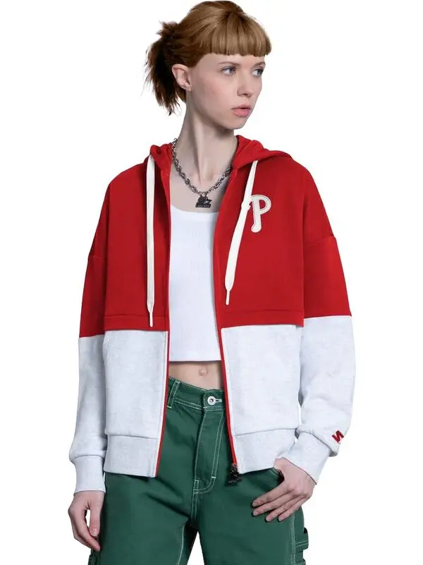 STARTER Philadelphia Phillies Wishbone Full-zip Hoodie - Red