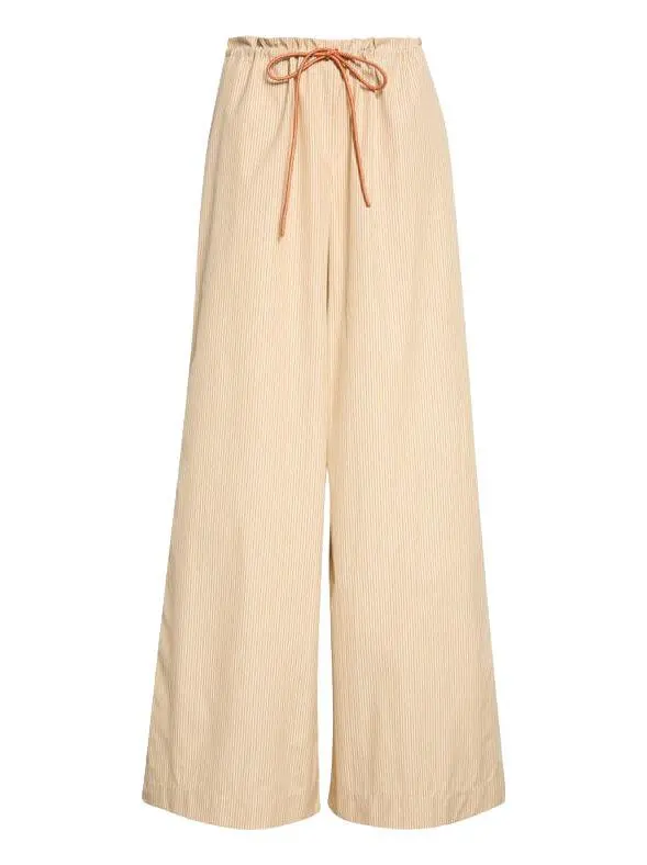 KALLMEYER Wesley Striped Wide Leg Drawstring Pants - Apricot