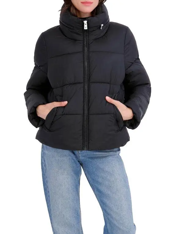Tahari Dakota Quilted Puffer Jacket - Black