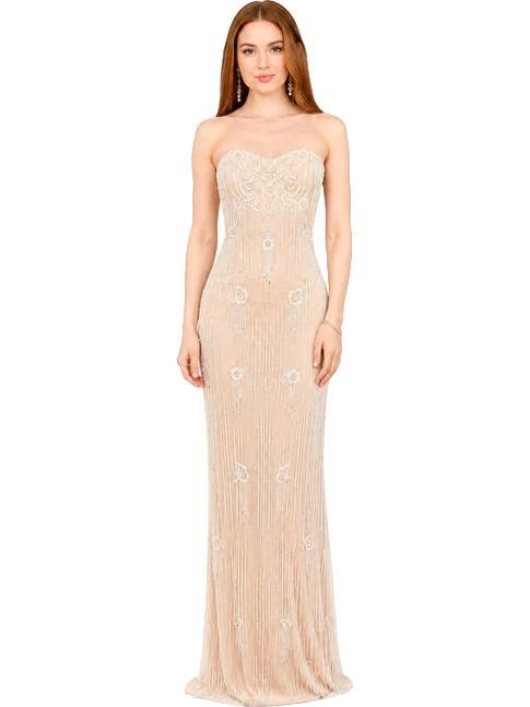 LARA NEW YORK Beaded Faux-wrap V-neck Bridal Gown - Ivory
