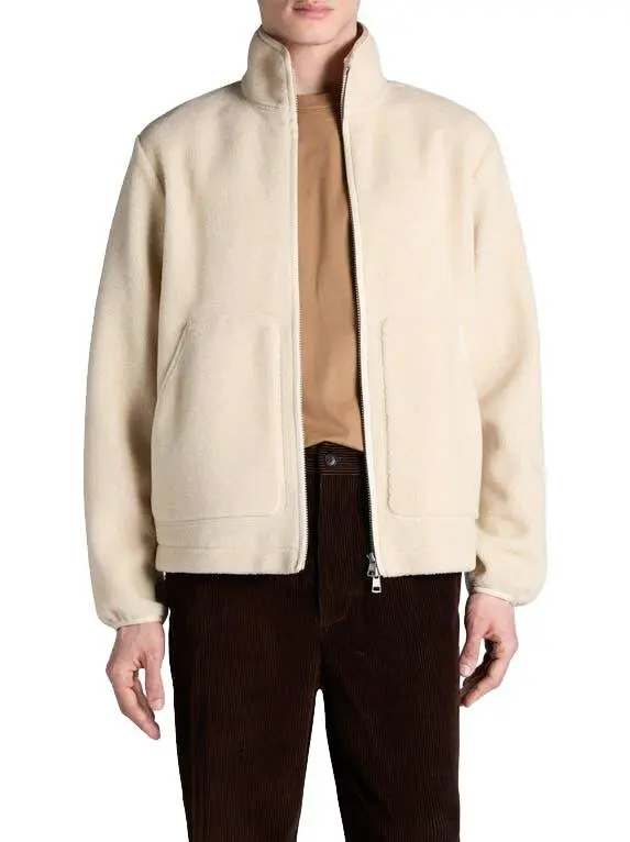 Moncler Zip Up Fleece Cardigan - Beige
