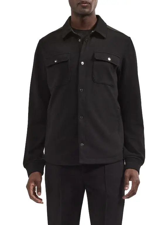 Bugatchi Soft Touch Knit Shirt Jacket - Black